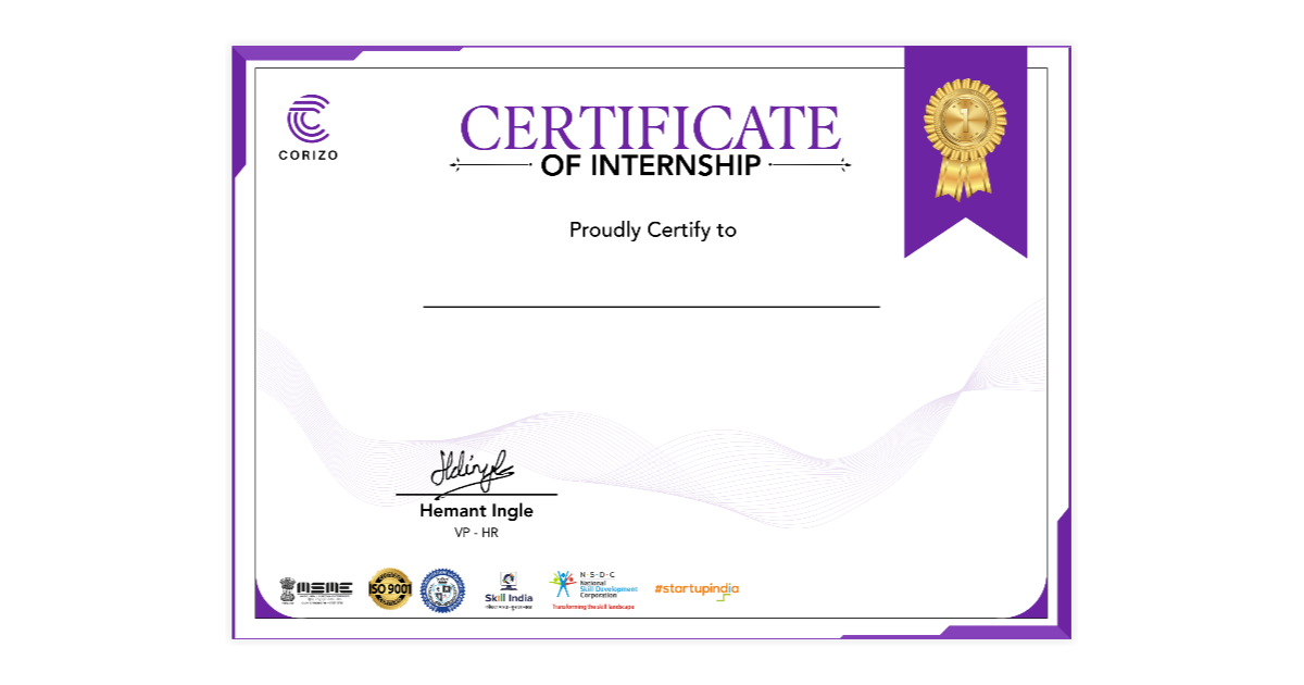 Naresh Swami | Corizo Internship Certificate | Corizo Edutech